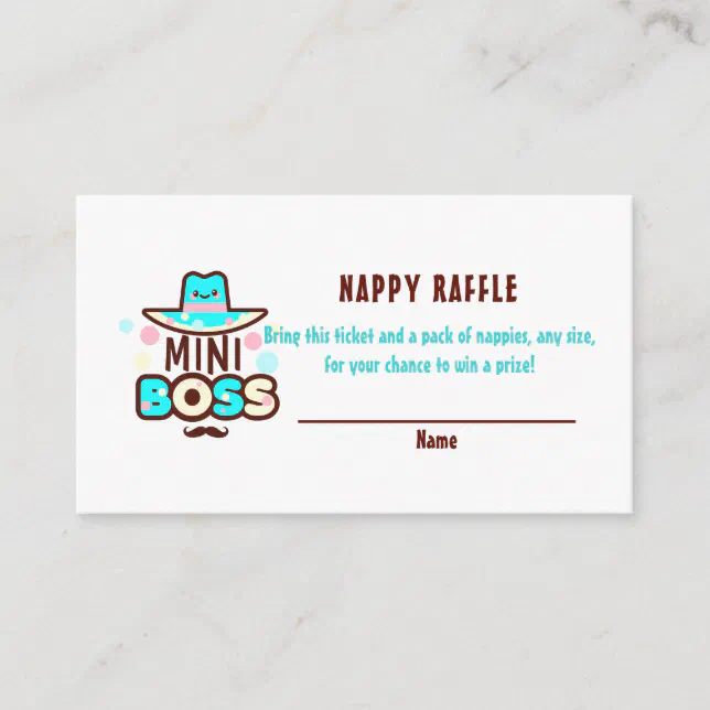 Cute Mini Boss Baby Boy Shower Nappy Raffle Cards | Zazzle