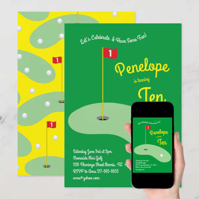 Cute Mini Golf Kids Birthday Party Sports Invitation | Zazzle