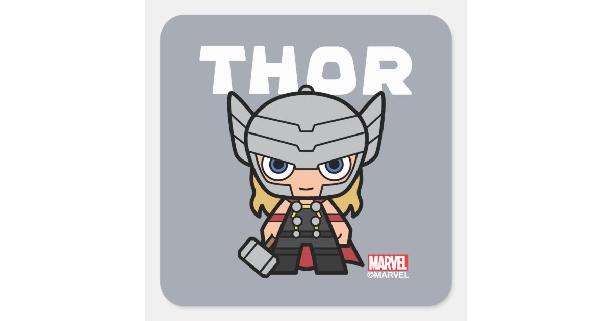Cute Mini Thor Square Sticker | Zazzle