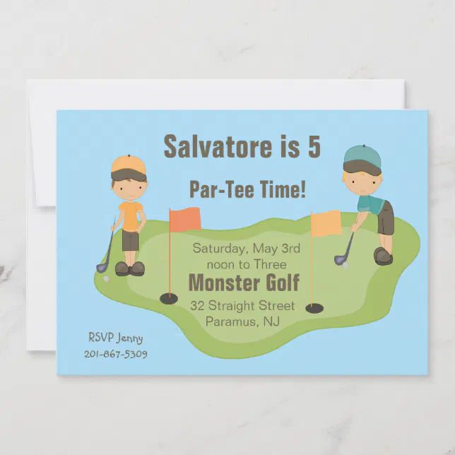 Cute Miniature Golf Boys Party Invitation | Zazzle