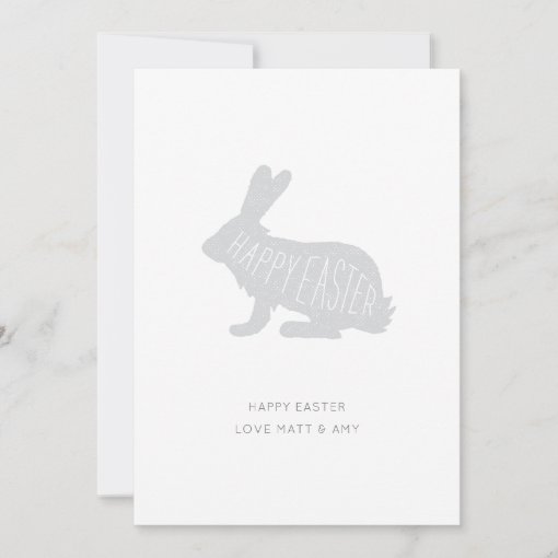 Cute Minimal Gray Happy Easter Bunny Easter Card | Zazzle