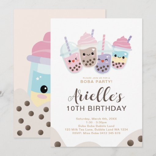 Cute Minimalist Boba Bubble Milk Tea Invitation | Zazzle