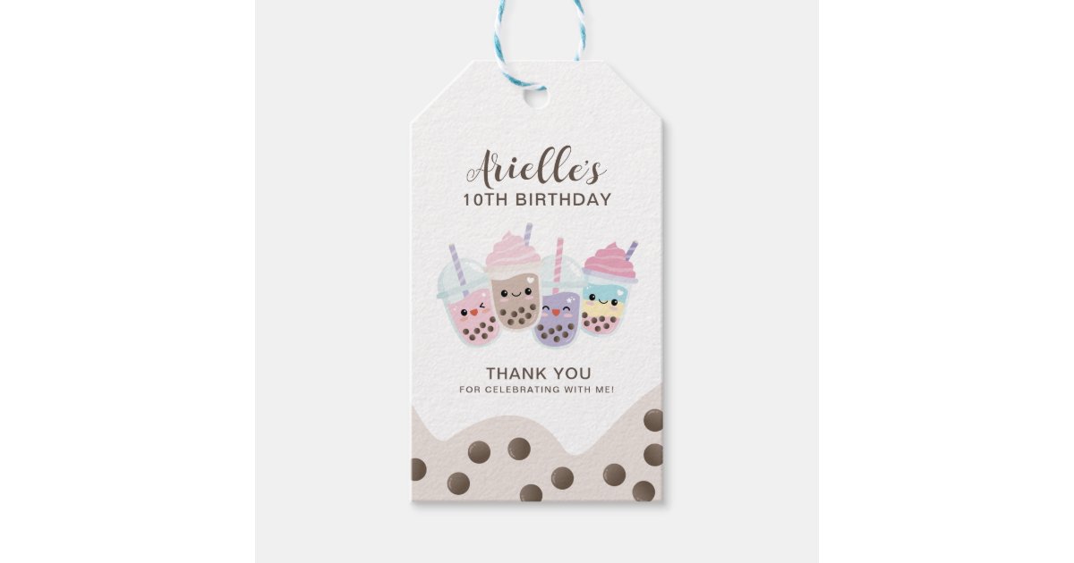 Cute Minimalist Boba Bubble Milk Tea Thank You Tag | Zazzle