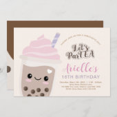 Cute Minimalist Boba Bubble Tea Birthday Invitatio Invitation | Zazzle