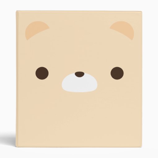 Cute Minimalist Cream Teddy Bear Face Binder | Zazzle