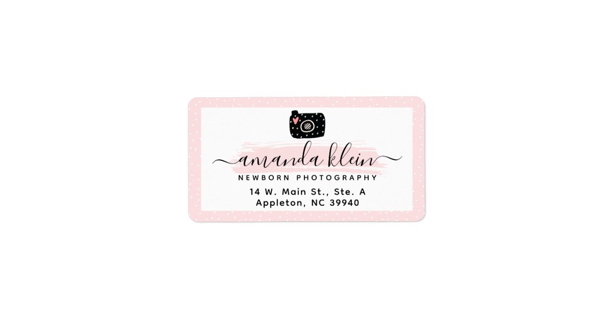 Cute Minimalist Photographer Camera Logo Address Label | Zazzle