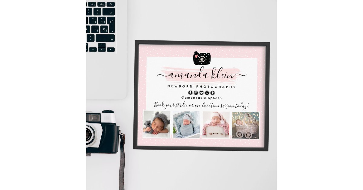 Cute Minimalist Photographer Camera Logo Marketing Poster | Zazzle