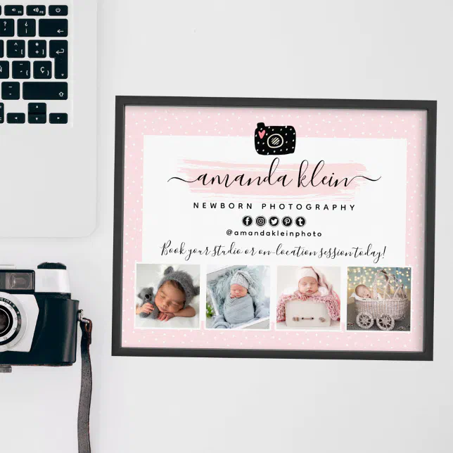 Cute Minimalist Photographer Camera Logo Marketing Poster | Zazzle