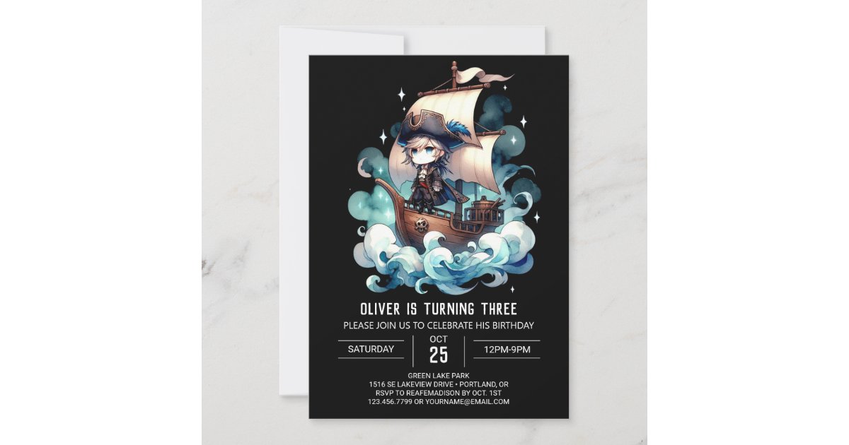 Cute Minimalist Pirate Birthday Invitation | Zazzle