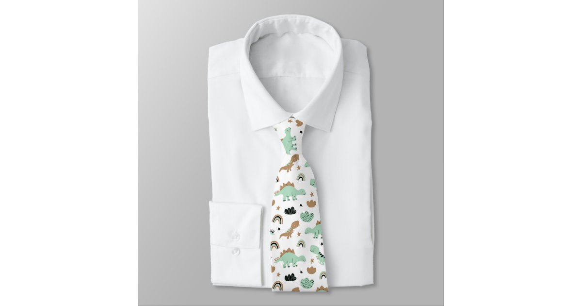 Cute Mint Green Dinosaur Pattern Neck Tie | Zazzle