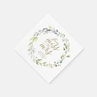 Cute Miss to Mrs Greenery Eucalyptus Bridal Shower Napkins | Zazzle