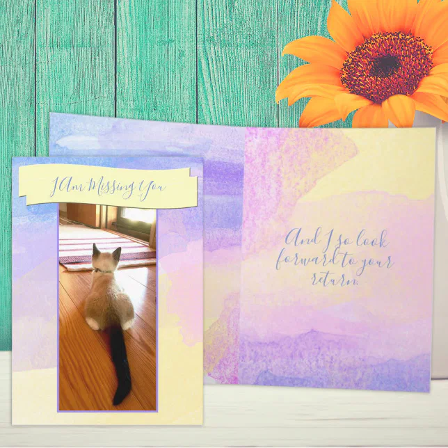 Cute Missing You Siamese Kitten Photo Placeholder Card | Zazzle