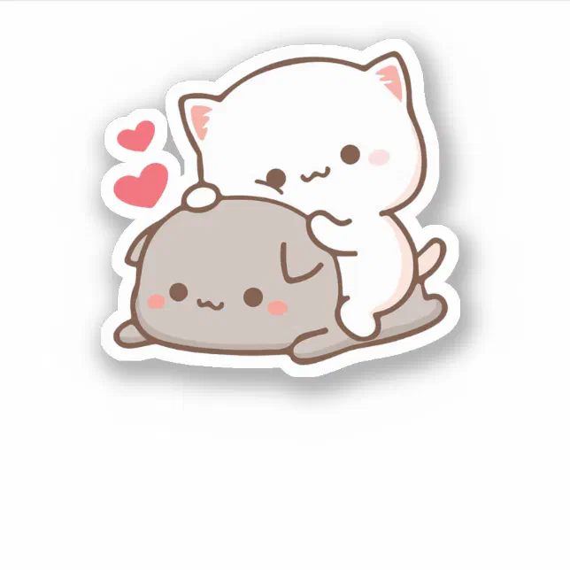Cute Mochi Peach Cat Sticker | Zazzle