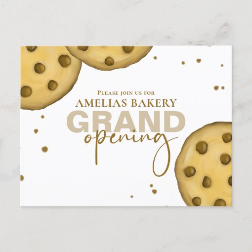Cute Modern Bakery Grand Opening Whimsical Cookie Postcard | Zazzle