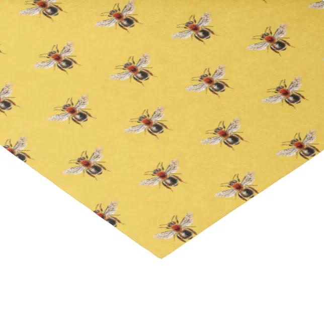Cute Modern Bee Pattern Yellow Tissue Paper | Zazzle