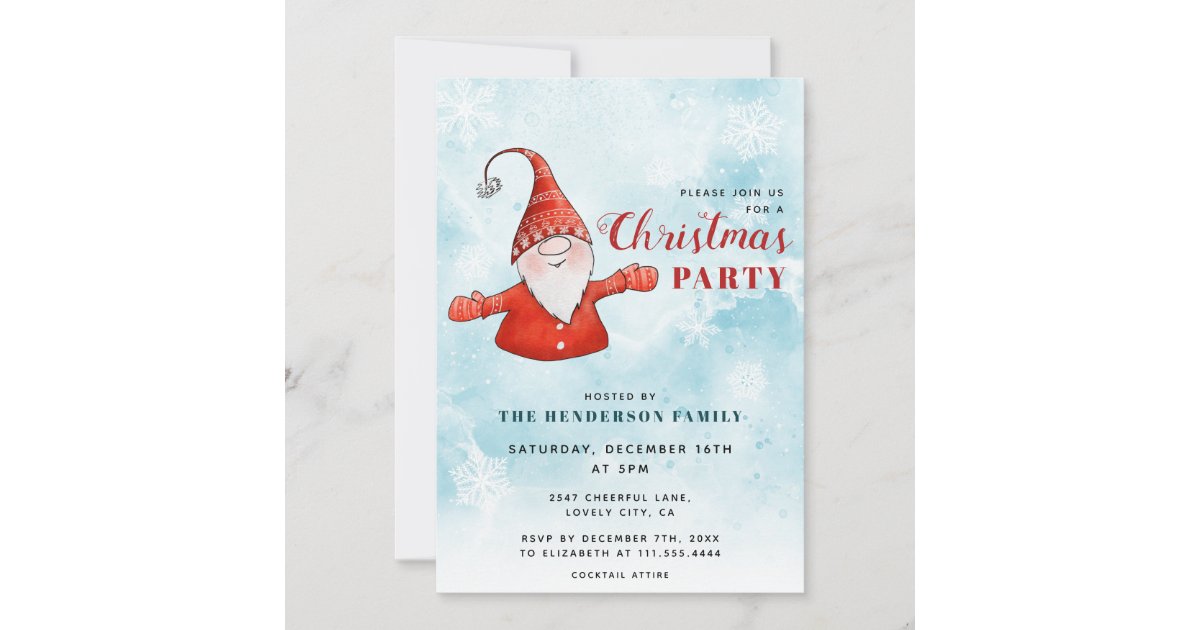 Cute Modern Blue Christmas Party Invitation | Zazzle