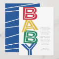 Cute modern bold primary colors baby shower invitation | Zazzle