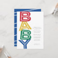 Cute modern bold primary colors baby shower invitation | Zazzle