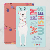 Cute Modern Cartoon Christmas Llama String Lights Holiday Card | Zazzle