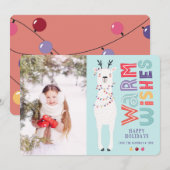 Cute Modern Christmas Llama String Lights Photo Holiday Card | Zazzle