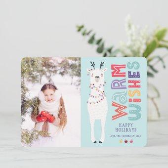 Cute Modern Christmas Llama String Lights Photo Holiday Card | Zazzle