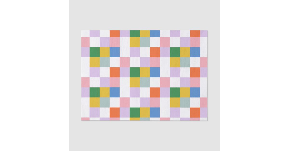 Cute Modern Colorful Big Checkered Pattern Tissue Paper | Zazzle