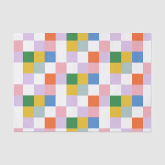 Cute Modern Colorful Big Checkered Pattern Tissue Paper | Zazzle