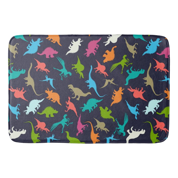 Cute Modern Colorful Fun Dinosaur Kids Pattern Bath Mat | Zazzle.com