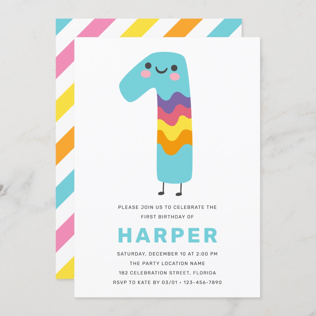 Cute Modern First Birthday - 1st Birthday Invitation | Zazzle