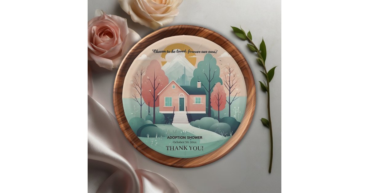 Cute Modern Forever Home Adoption Foster Shower In Paper Plates | Zazzle