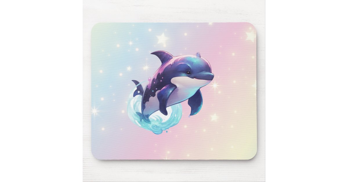 Cute Modern Kawaii Orca Killer Whale Pink and Blue Mouse Pad | Zazzle