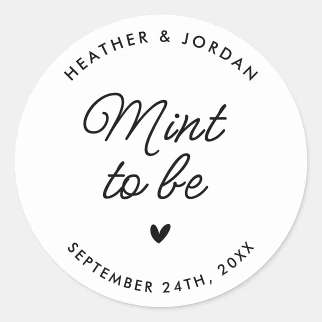 Cute Modern Mint To Be Wedding Mint Favors Classic Round Sticker | Zazzle