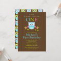 Cute Modern Owl 1st Birthday Party Invitations | Zazzle