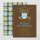 Cute Modern Owl 1st Birthday Party Invitations | Zazzle