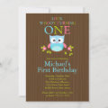 Cute Modern Owl 1st Birthday Party Invitations | Zazzle