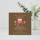 Cute Modern Owl 1st Birthday Party Invitations | Zazzle