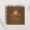 Cute Modern Owl 1st Birthday Party Invitations | Zazzle