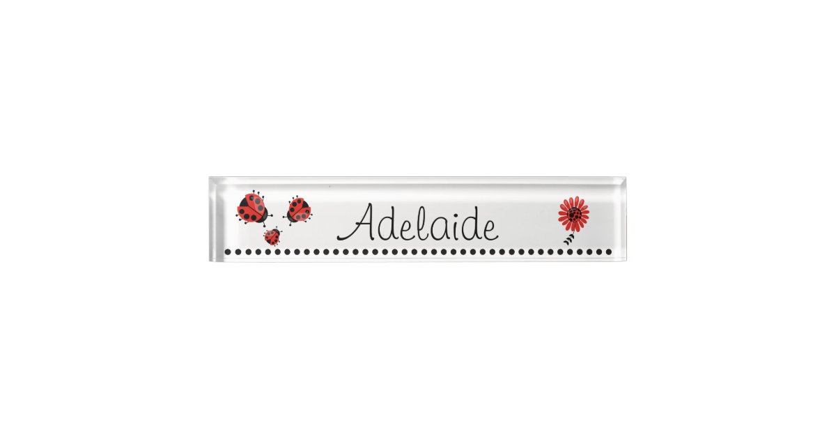 Cute Modern Red Ladybug Personalized Desk Name Plate | Zazzle