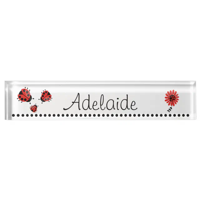 Cute Modern Red Ladybug Personalized Desk Name Plate | Zazzle