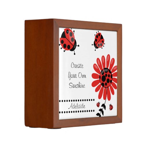 Cute Modern Red Ladybug Personalized Desk Organizer | Zazzle