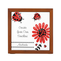 Cute Modern Red Ladybug Personalized Desk Organizer | Zazzle