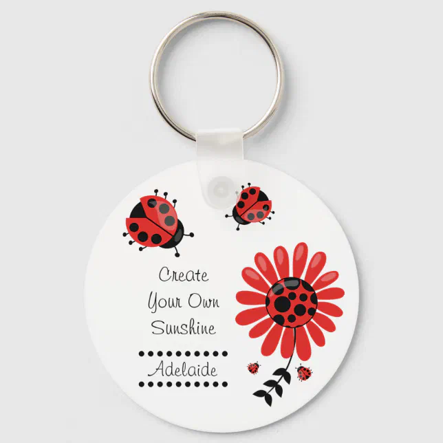 Cute Modern Red Ladybug Personalized Keychain | Zazzle