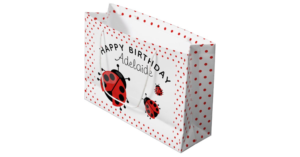 Cute Modern Red Ladybug Personalized Large Gift Bag | Zazzle
