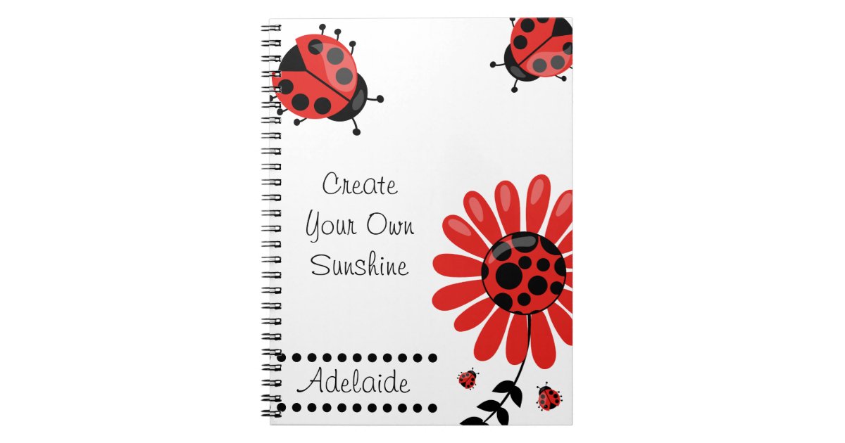 Cute Modern Red Ladybug Personalized Notebook | Zazzle