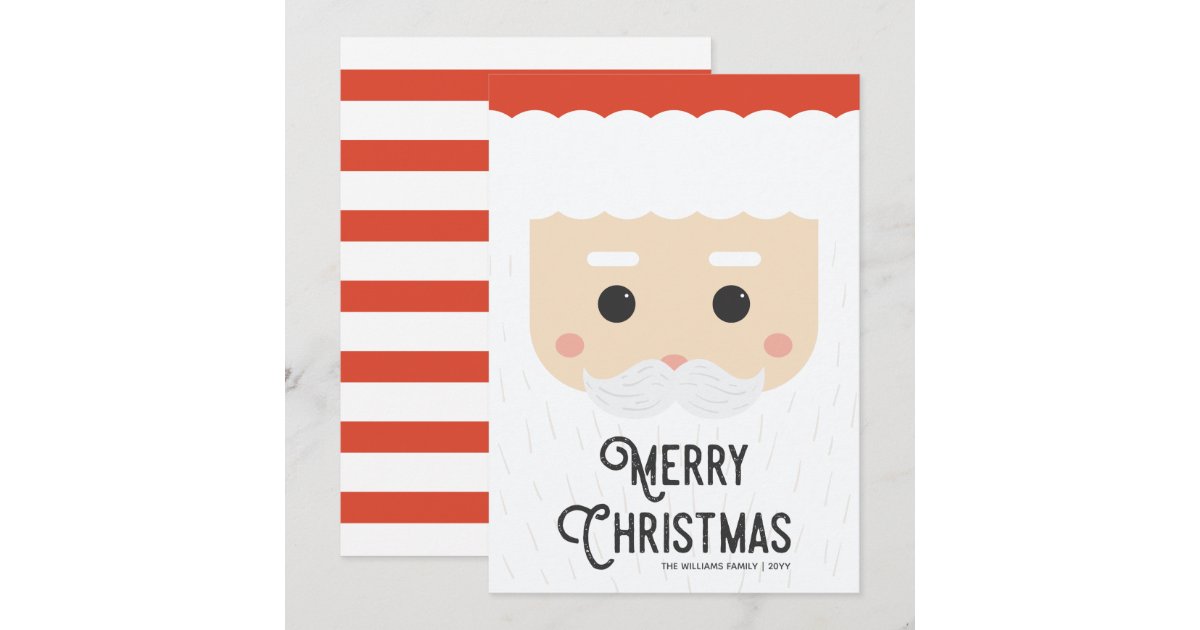 Cute Modern Santa Face Merry Christmas Holiday Card | Zazzle