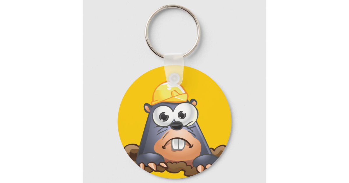 Cute Mole Digging Cartoon Keychain | Zazzle
