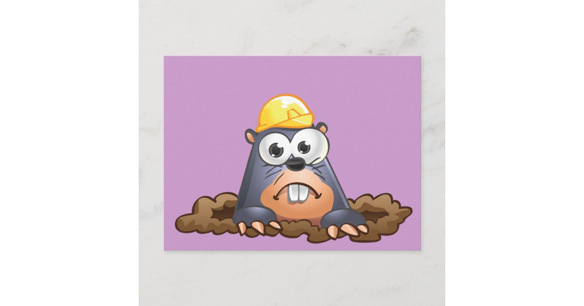 Cute Mole Digging Cartoon Postcard | Zazzle