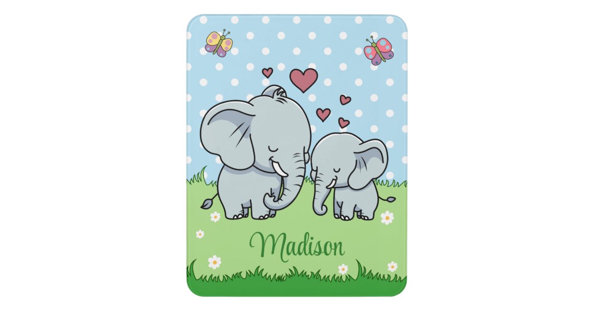 Cute Mom and Baby Elephant, Personalized Door Sign | Zazzle