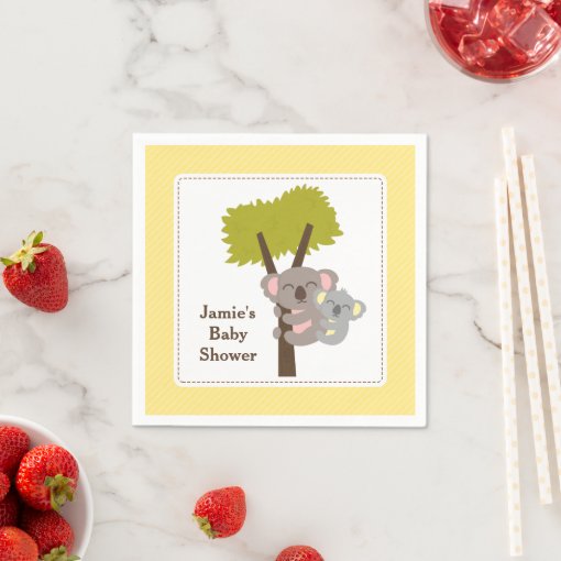 Cute Mommy Koala Bear Baby Shower Party Paper Napkins | Zazzle