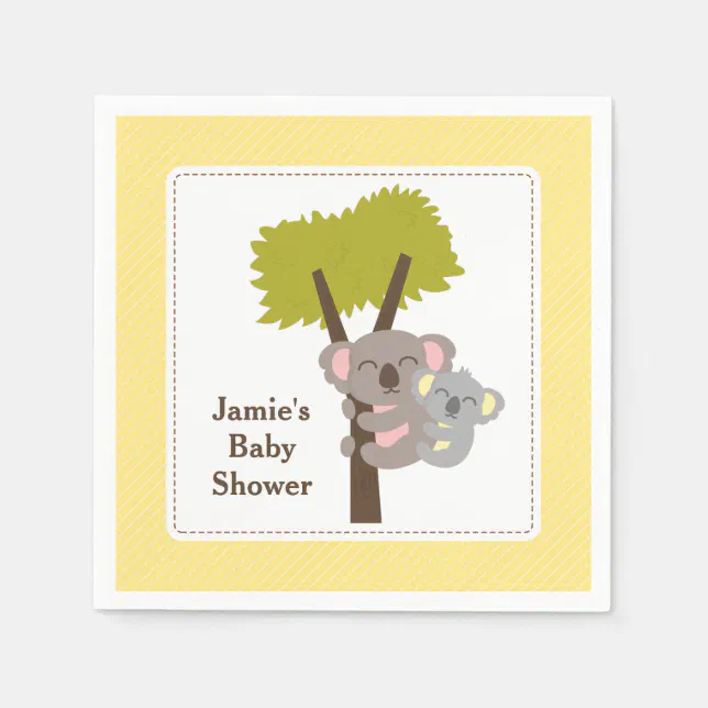 Cute Mommy Koala Bear Baby Shower Party Paper Napkins | Zazzle